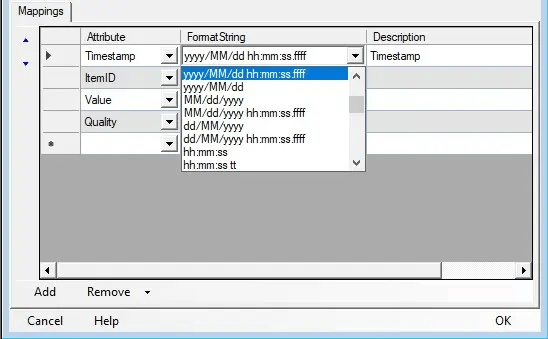 Logging OPC Data with Custom Time Formats